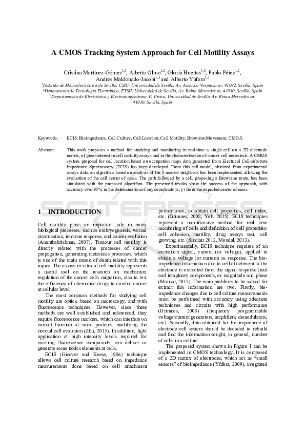 (PDF) A CMOS Tracking System Approach for Cell Motility Assays