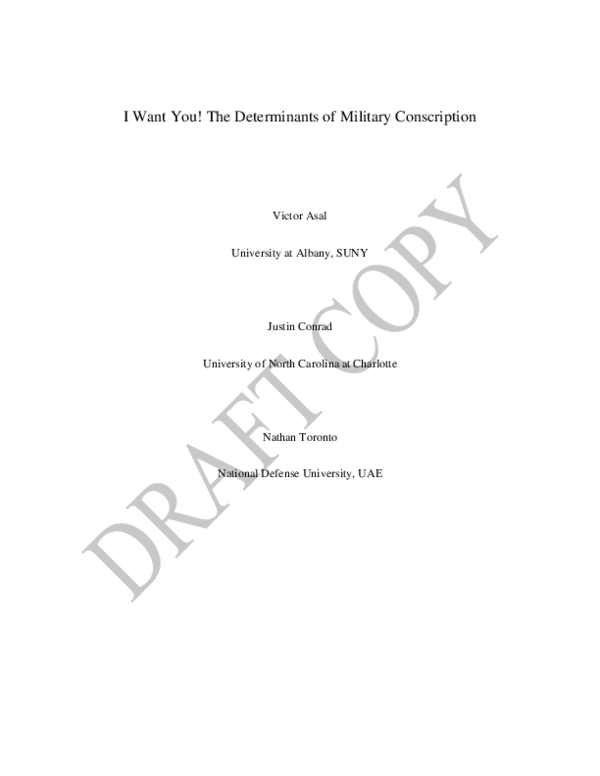 (PDF) I Want You! The Determinants of Military Conscription