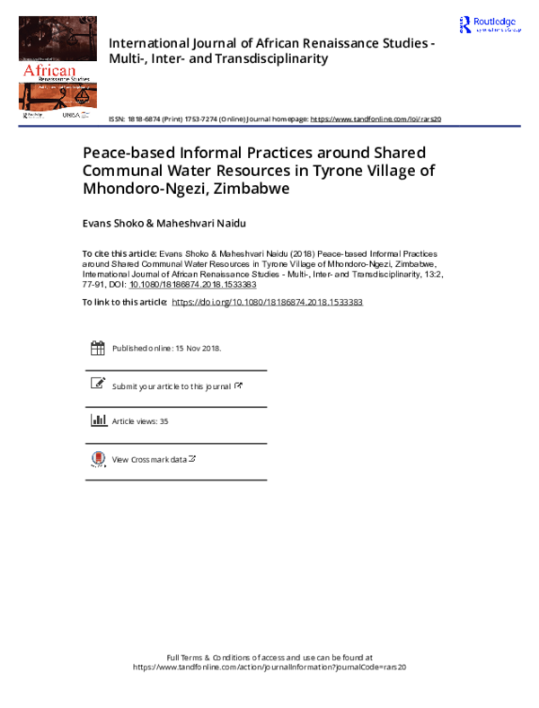 (PDF) Peace-based Informal Practices around Shared Communal Water ...