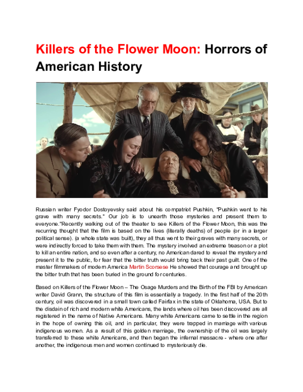 (PDF) Killers of the Flower Moon: Horrors of American History