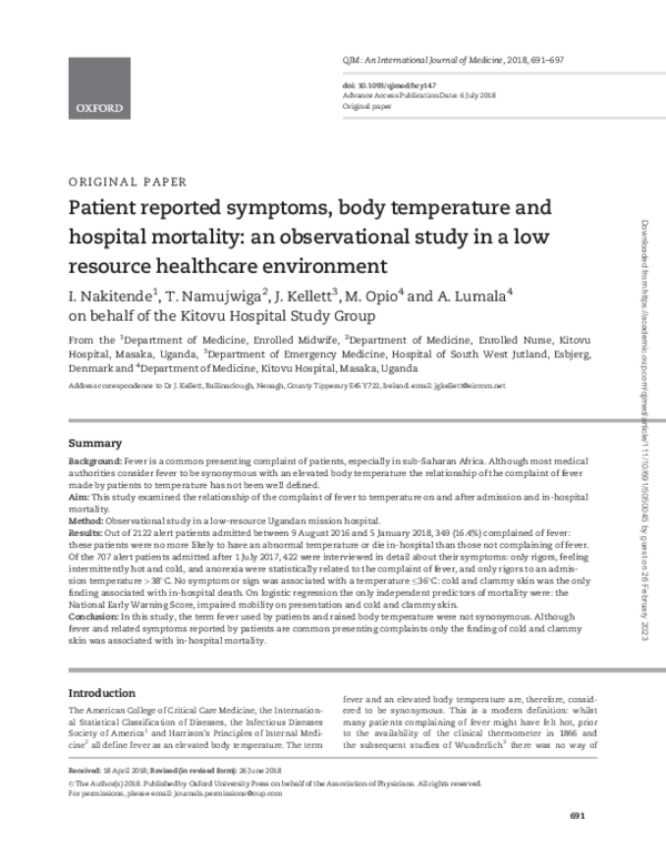 (PDF) Patient reported symptoms, body temperature and hospital ...