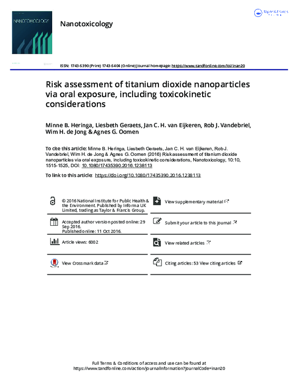 (PDF) Risk assessment of titanium dioxide nanoparticles via oral exposure, including ...