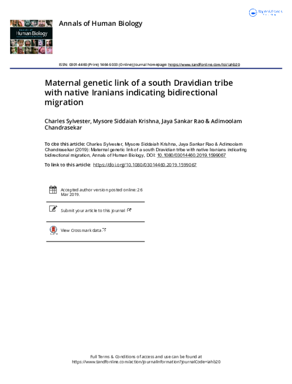 (PDF) Maternal genetic link of a south Dravidian tribe with native ...
