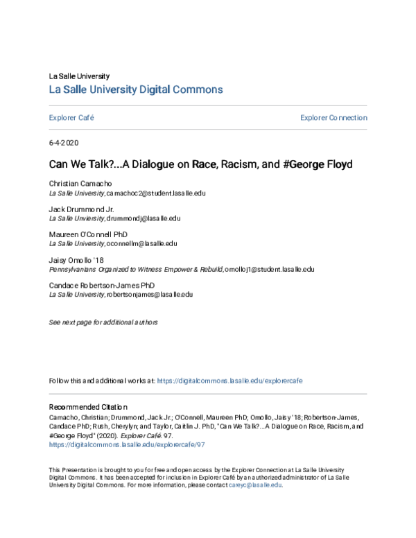 (PDF) Can We Talk?...A Dialogue on Race, Racism, and #George Floyd ...