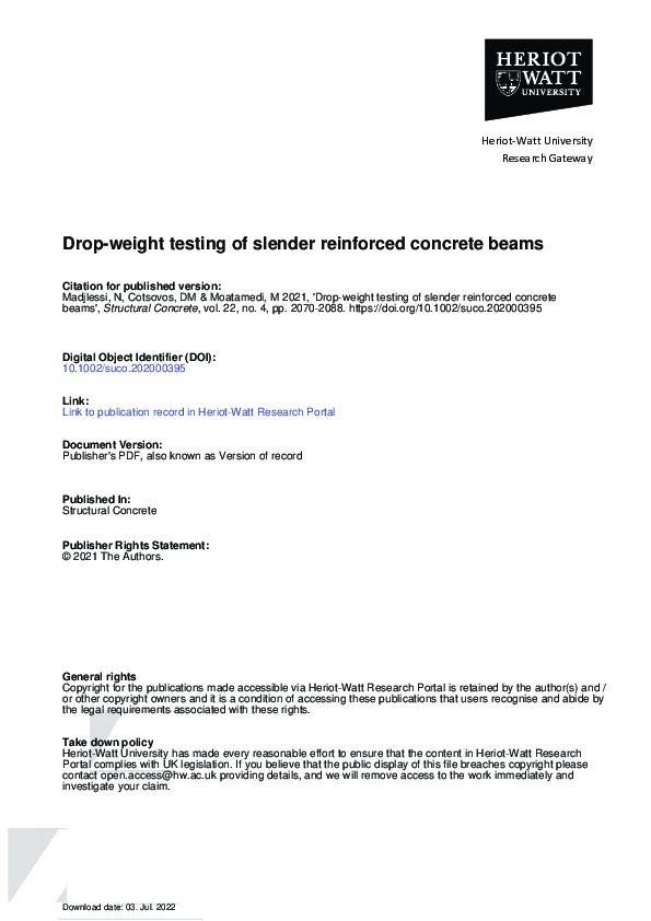 (PDF) Drop‐weight testing of slender reinforced concrete beams