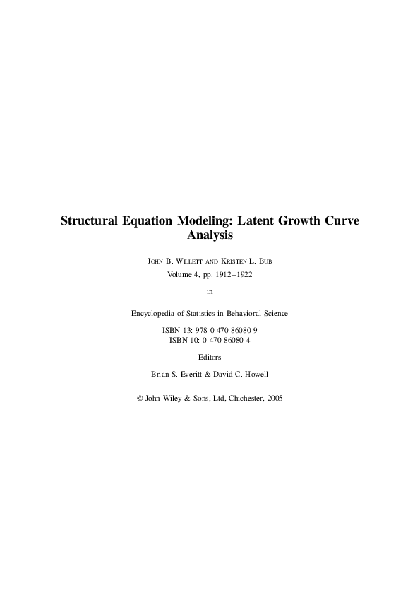 Pdf Structural Equation Modeling Latent Growth Curve Analysis