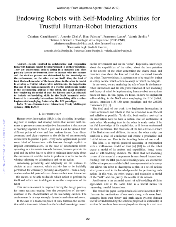 (PDF) Endowing Robots with Self-Modeling Abilities for Trustful Human-Robot Interactions ...