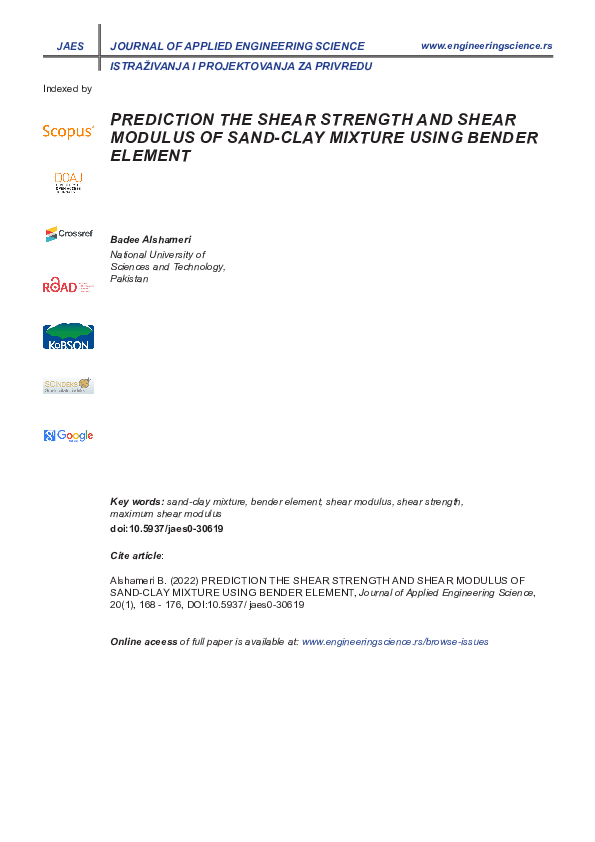 (PDF) Prediction the shear strength and shear modulus of sand-clay ...