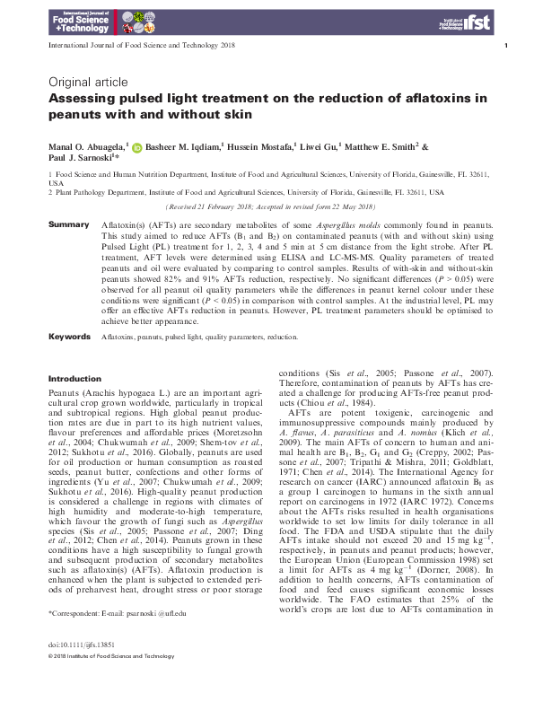 (PDF) Assessing pulsed light treatment on the reduction of aflatoxins ...