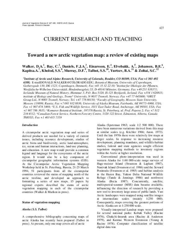 (PDF) Toward a new arctic vegetation map: a review of existing maps