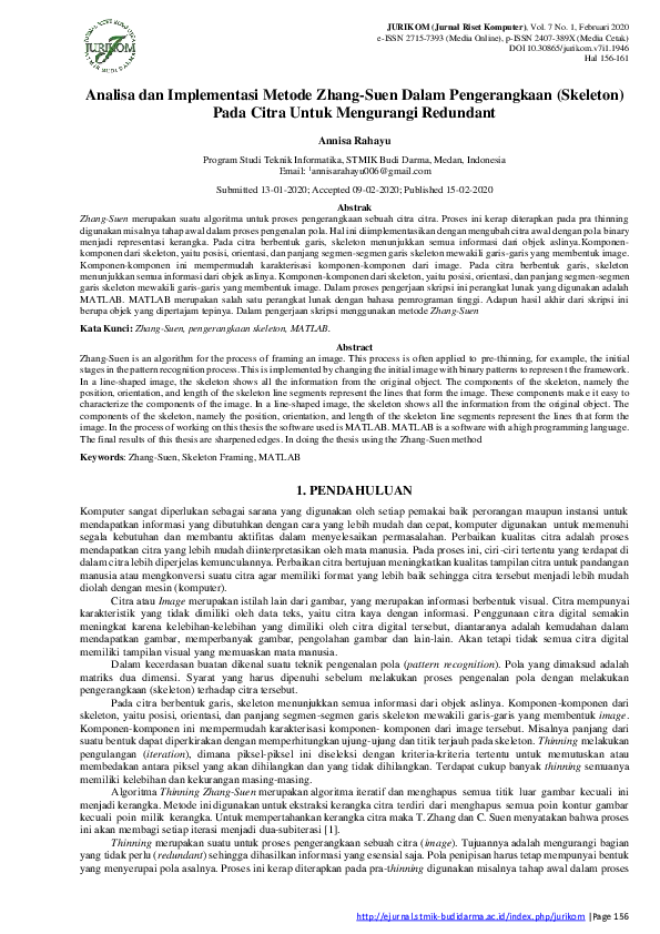 (PDF) Analisa dan Implementasi Metode Zhang-Suen Dalam Pengerangkaan ...