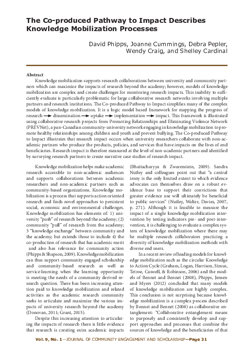 (PDF) The Co-produced Pathway to Impact Describes Knowledge Mobilization Processes