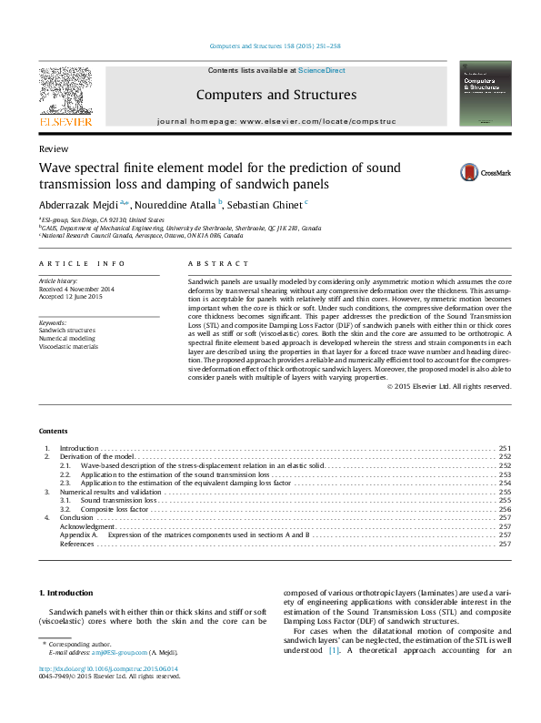 (PDF) Wave spectral finite element model for the prediction of sound transmission loss and ...