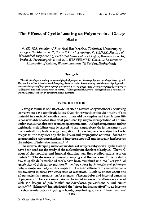 (PDF) The effects of cyclic loading on polymers in a glassy state