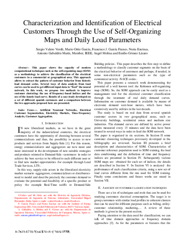 (PDF) Characterization and identification of electrical customers through the use of self ...