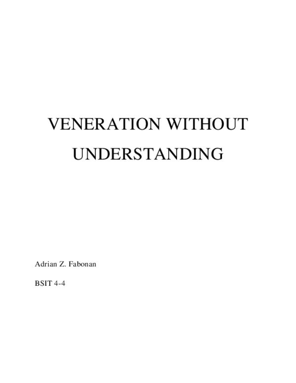 (PDF) Veneration Without Understanding