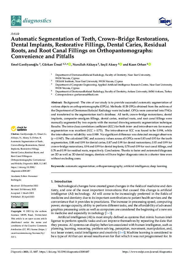 (PDF) Automatic Segmentation of Teeth, Crown–Bridge Restorations ...