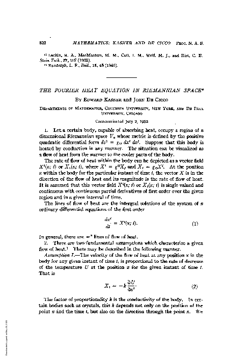 (PDF) The Fourier Heat Equation in Riemannian Space