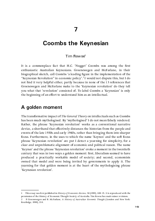 (PDF) Coombs the Keynesian