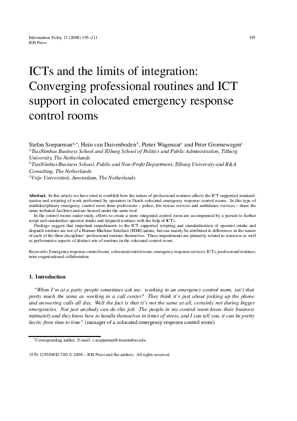 (PDF) ICTs and the limits of integration: Converging professional ...