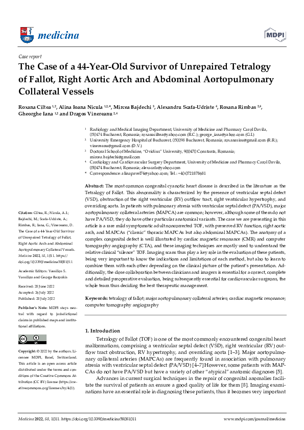 (PDF) The Case of a 44-Year-Old Survivor of Unrepaired Tetralogy of Fallot, Right Aortic Arch ...