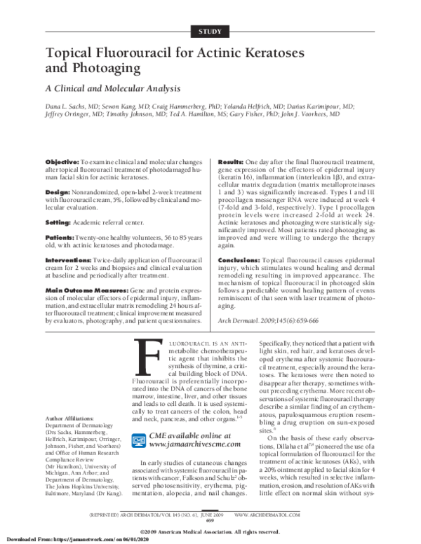 Pdf Topical Fluorouracil For Actinic Keratoses And Photoaging Ted