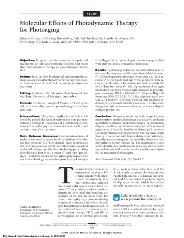 (PDF) Molecular Effects of Photodynamic Therapy for Photoaging