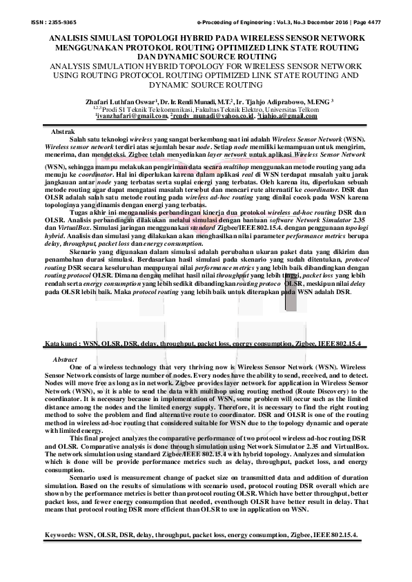 Pdf Analisis Simulasi Topologi Hybrid Pada Wireless Sensor Network Menggunakan Protokol