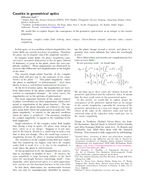 (PDF) Caustics in geometrical optics