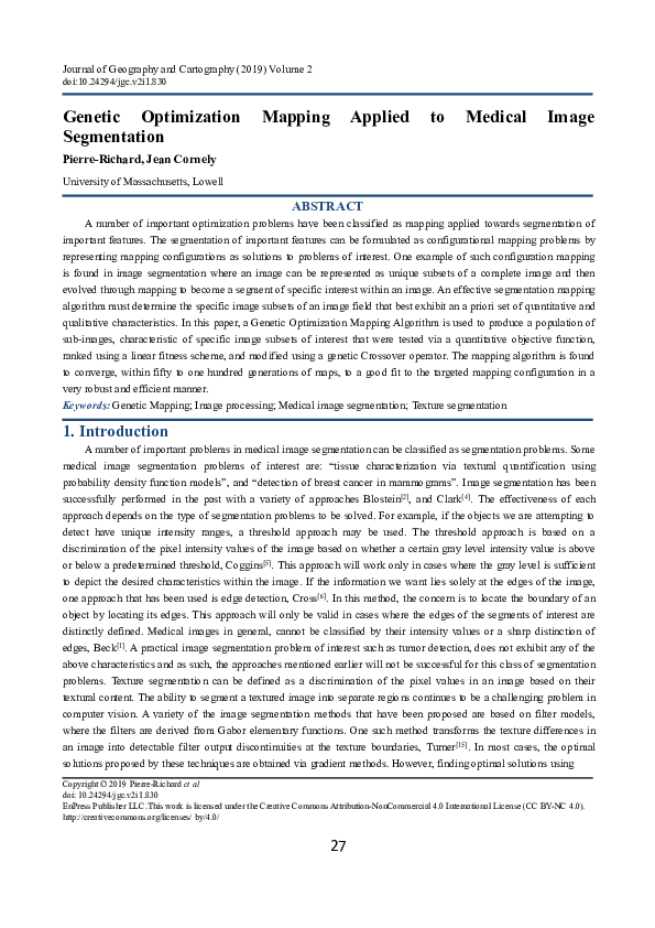 (PDF) Genetic optimization mapping applied to medical image segmentation | Pierre-Richard ...
