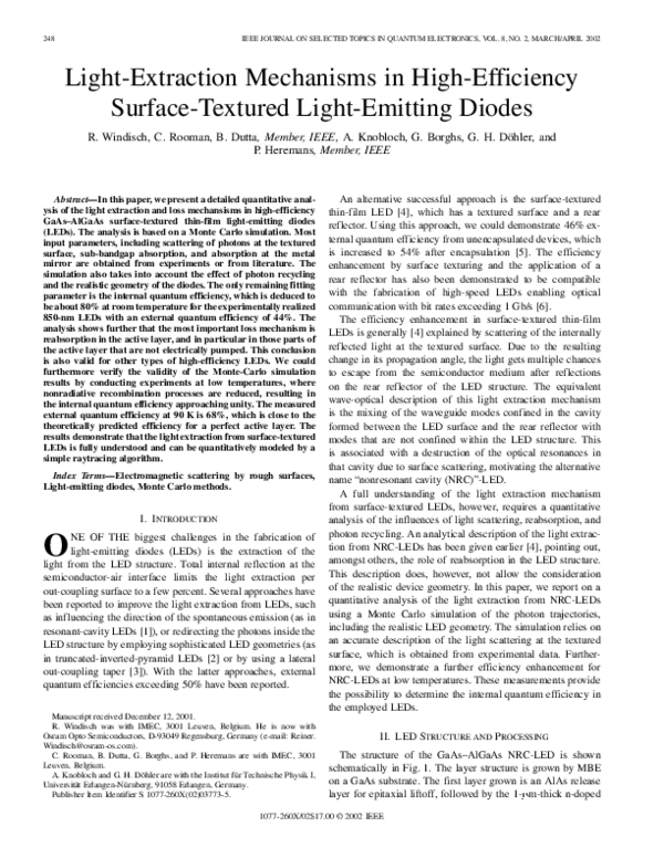 (PDF) Light-extraction mechanisms in high-efficiency surface-textured light-emitting diodes