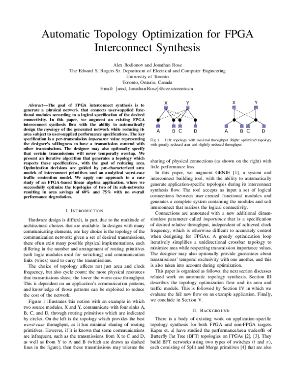 (PDF) Automatic Topology Optimization for FPGA Interconnect Synthesis