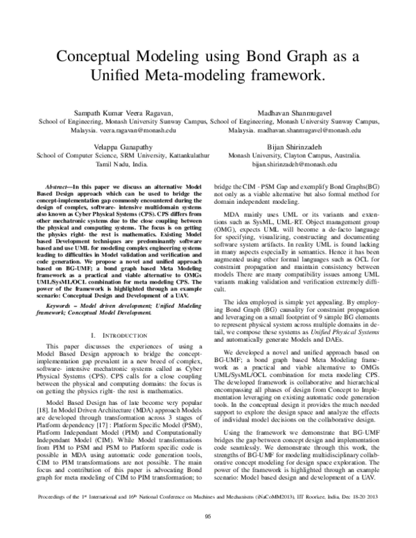 Pdf Conceptual Modeling Using Bond Graph As A Unified Meta Modeling