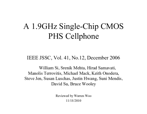 (PDF) A 1.9-GHz Single-Chip CMOS PHS Cellphone