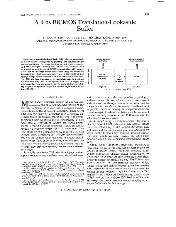 (PDF) A 4-ns BiCMOS translation-lookaside buffer | B. Wooley - Academia.edu
