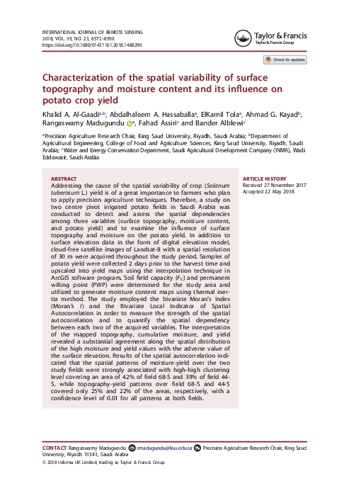 (PDF) Characterization of the spatial variability of surface topography and moisture content and ...