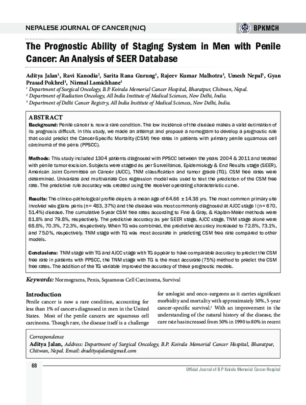 (PDF) The Prognostic Ability of Staging System in Men with Penile ...
