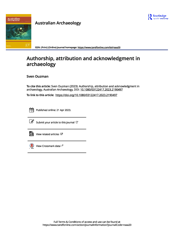Pdf Authorship Attribution And Acknowledgment In Archaeology