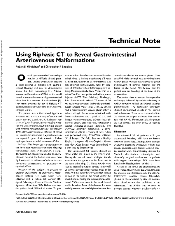 (PDF) Using biphasic CT to reveal gastrointestinal arteriovenous ...