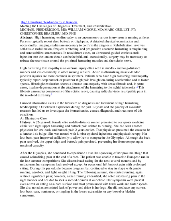 (PDF) High Hamstring Tendinopathy in RunnersMeeting the Challenges of ...