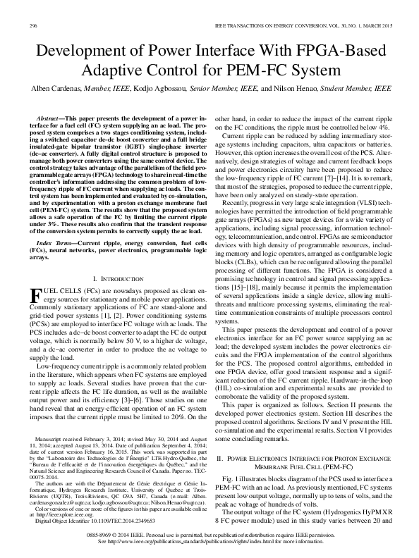 Pdf Development Of Power Interface With Fpga Based Adaptive Control