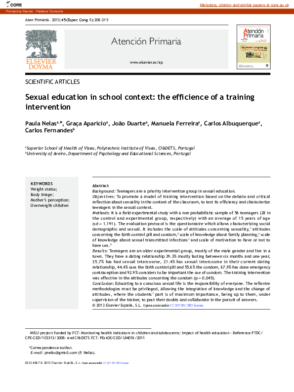 (PDF) Effective Training for School Sexual Education