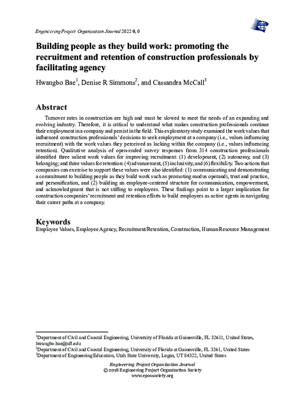 (PDF) Building people as they build work: promoting the recruitment and ...