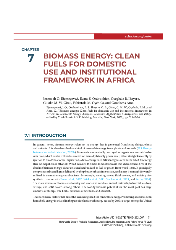 (PDF) 7 BIOMASS ENERGY: CLEAN FUELS FOR DOMESTIC USE AND INSTITUTIONAL ...