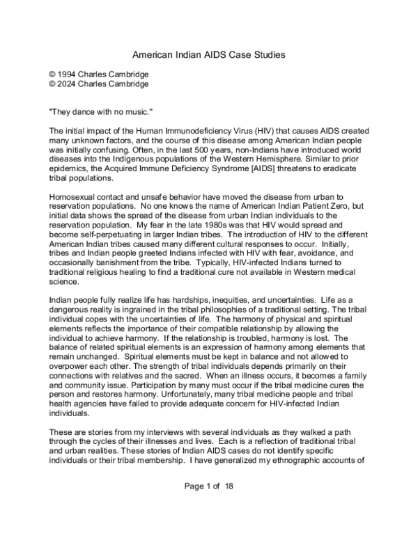 (PDF) American Indian AIDS Case Studies