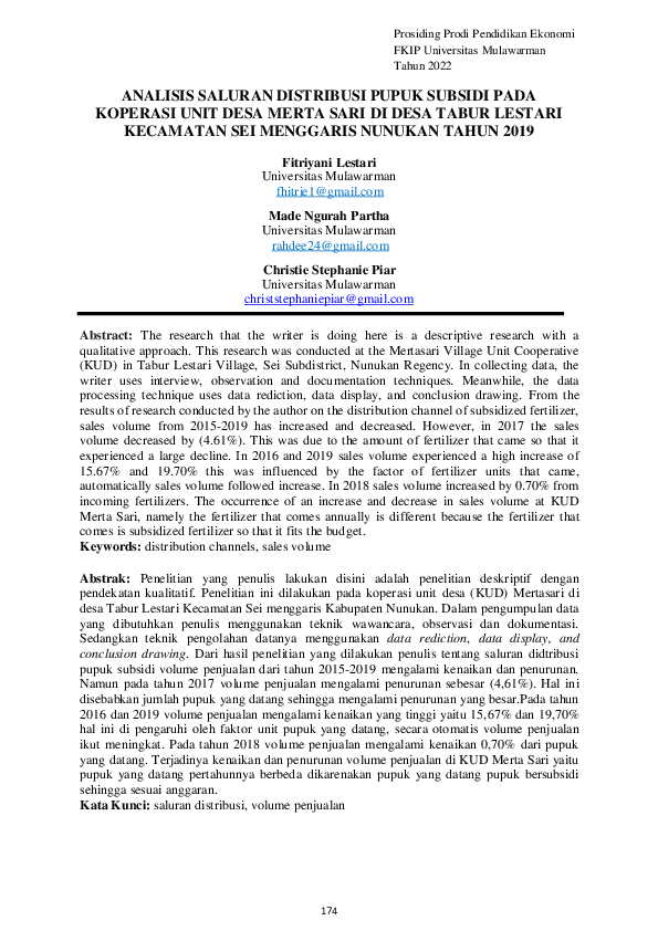 (PDF) Analisis Saluran Distribusi Pupuk Subsidi Pada Koperasi Unit Desa ...