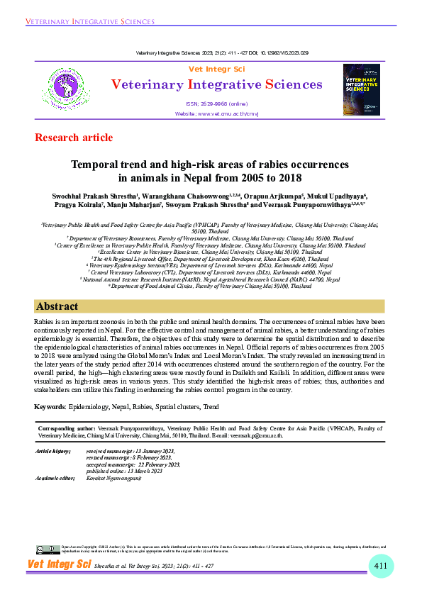 (PDF) Temporal trend and high-risk areas of rabies occurrences in ...