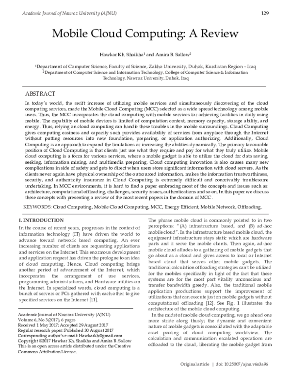 (PDF) Mobile Cloud Computing: A Review