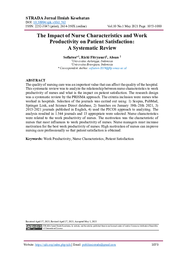 (PDF) The Impact of Nurse Characteristics and Work Productivity on ...