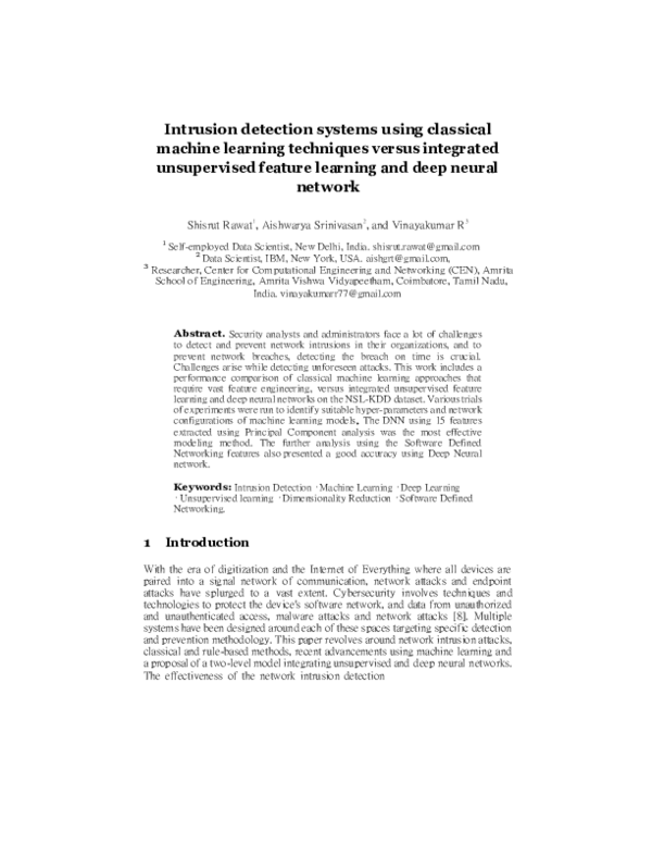(PDF) Intrusion detection systems using classical machine learning techniques versus integrated ...